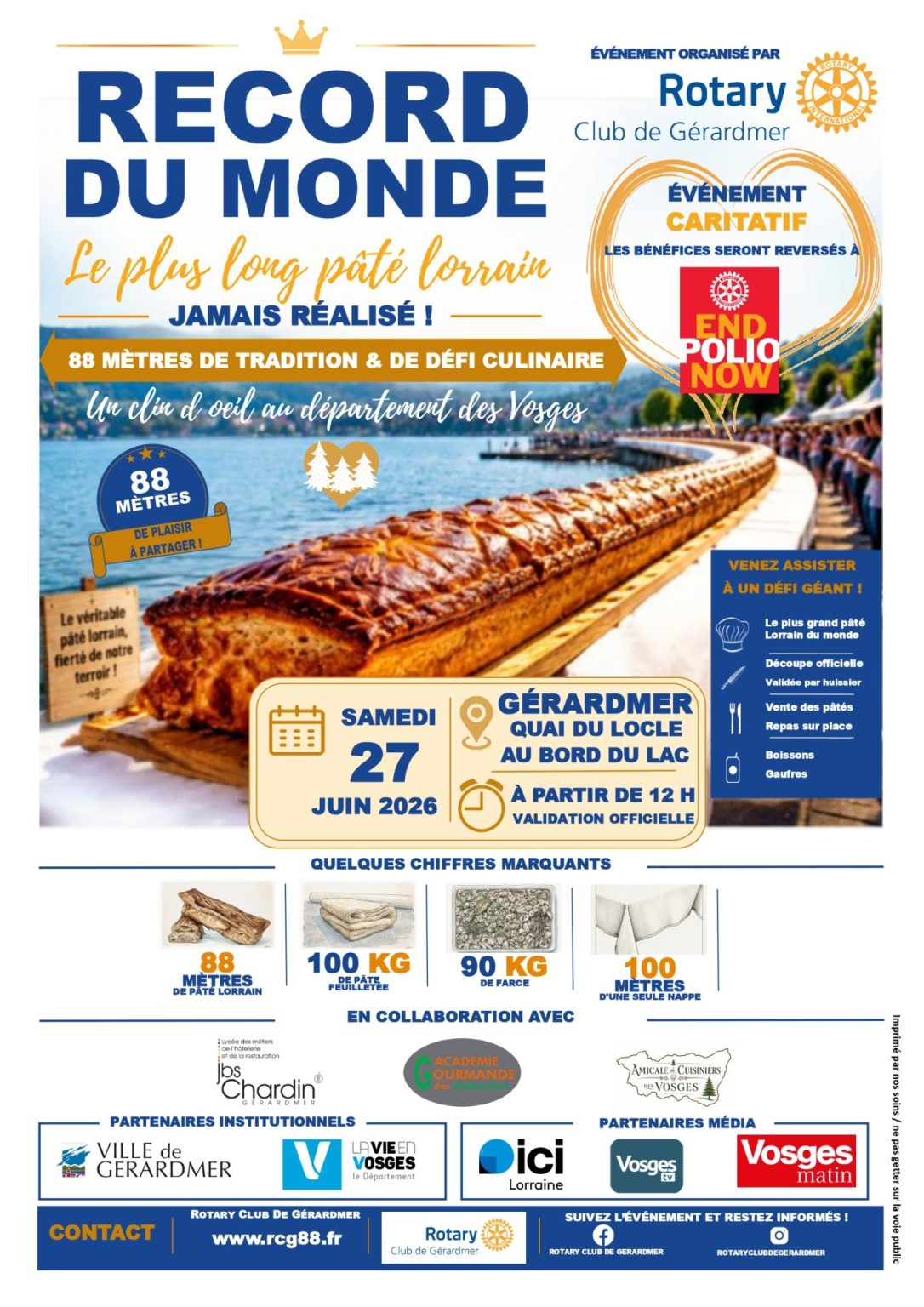 Record du plus long pâté Lorrain à Gérardmer organisé par le Rotary ...